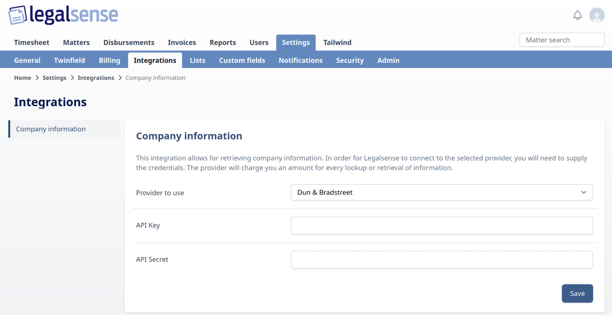 Looking up company information – Legalsense