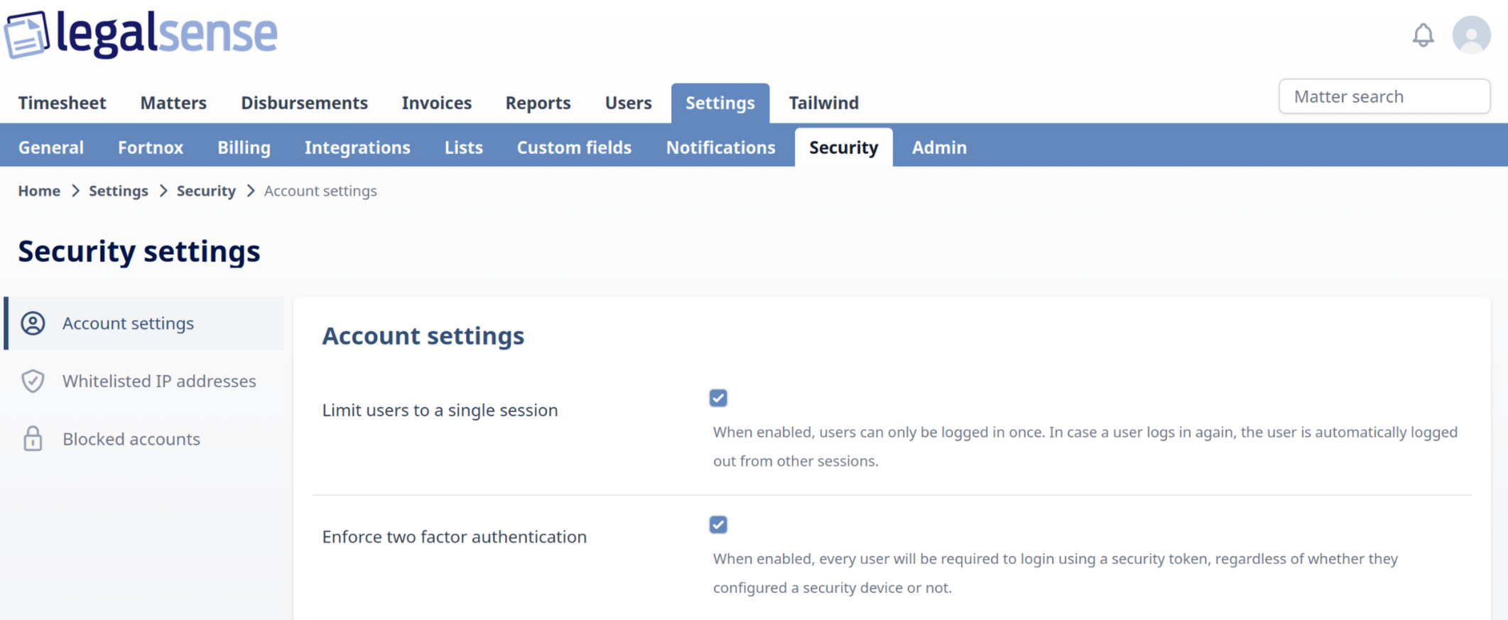 Enforce two-factor authentication (2FA) for all users – Legalsense